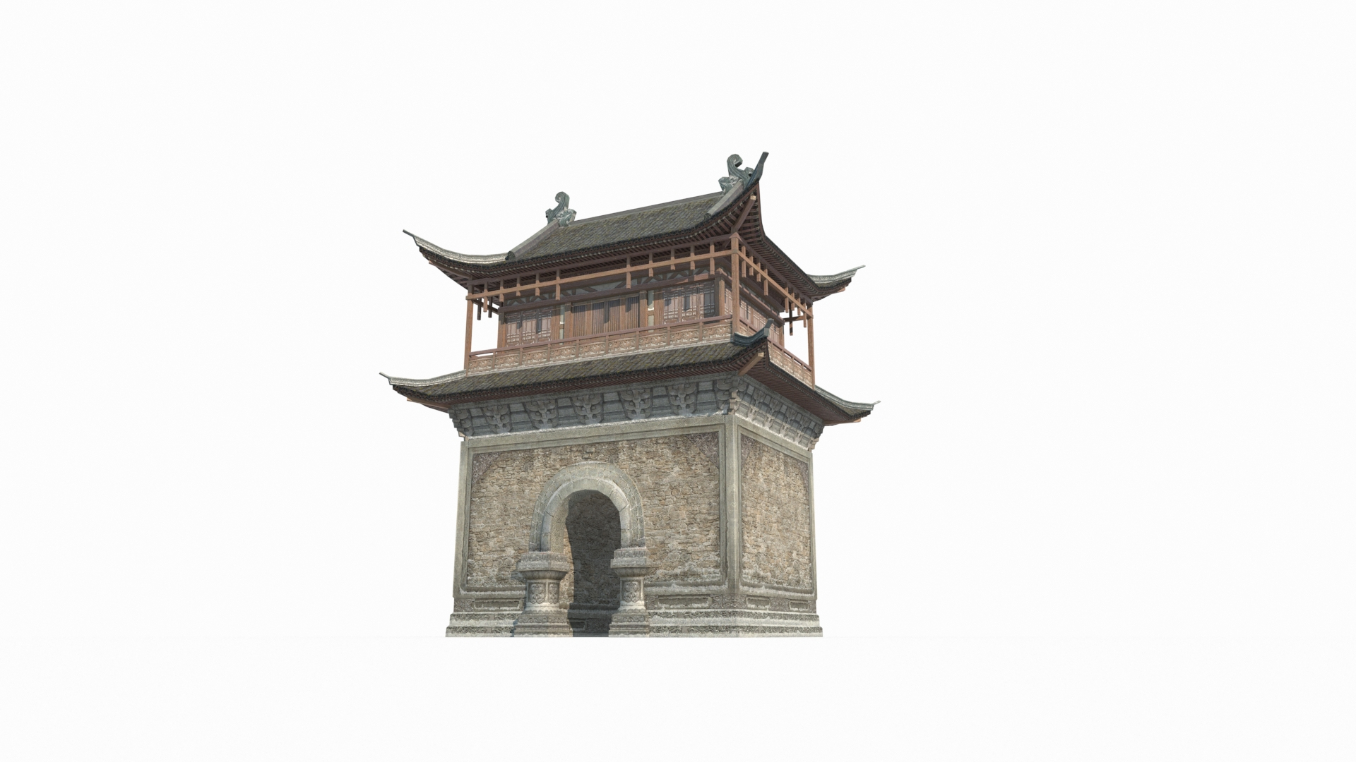 3D East Asian Ancient Architecture City Gate Tower Model - TurboSquid ...