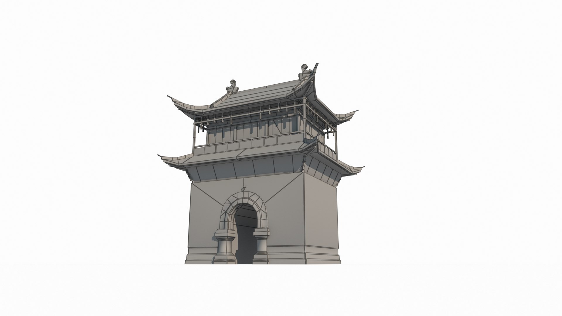 3D East Asian Ancient Architecture City Gate Tower Model - TurboSquid ...