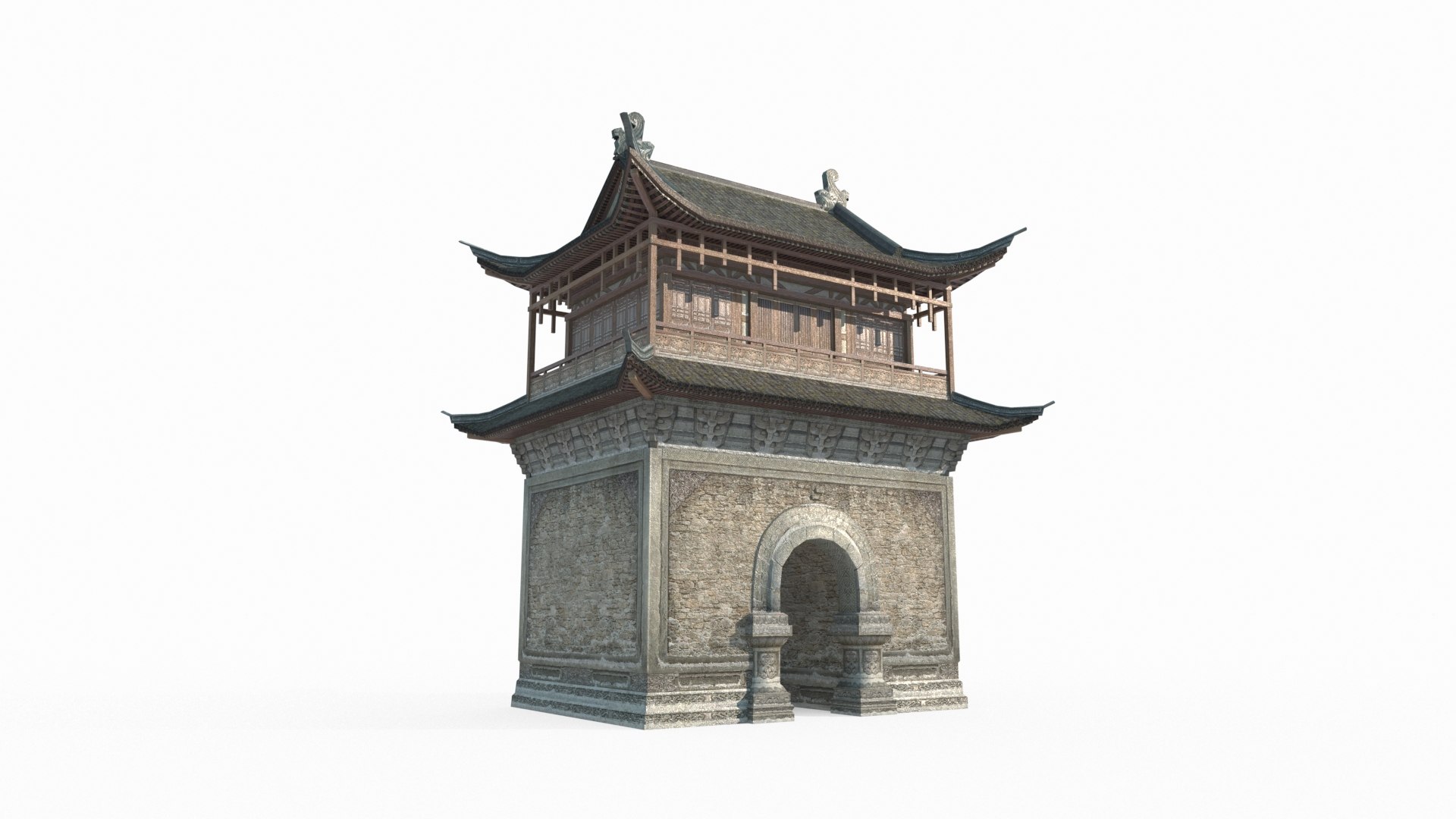 3D East Asian Ancient Architecture City Gate Tower Model - TurboSquid ...