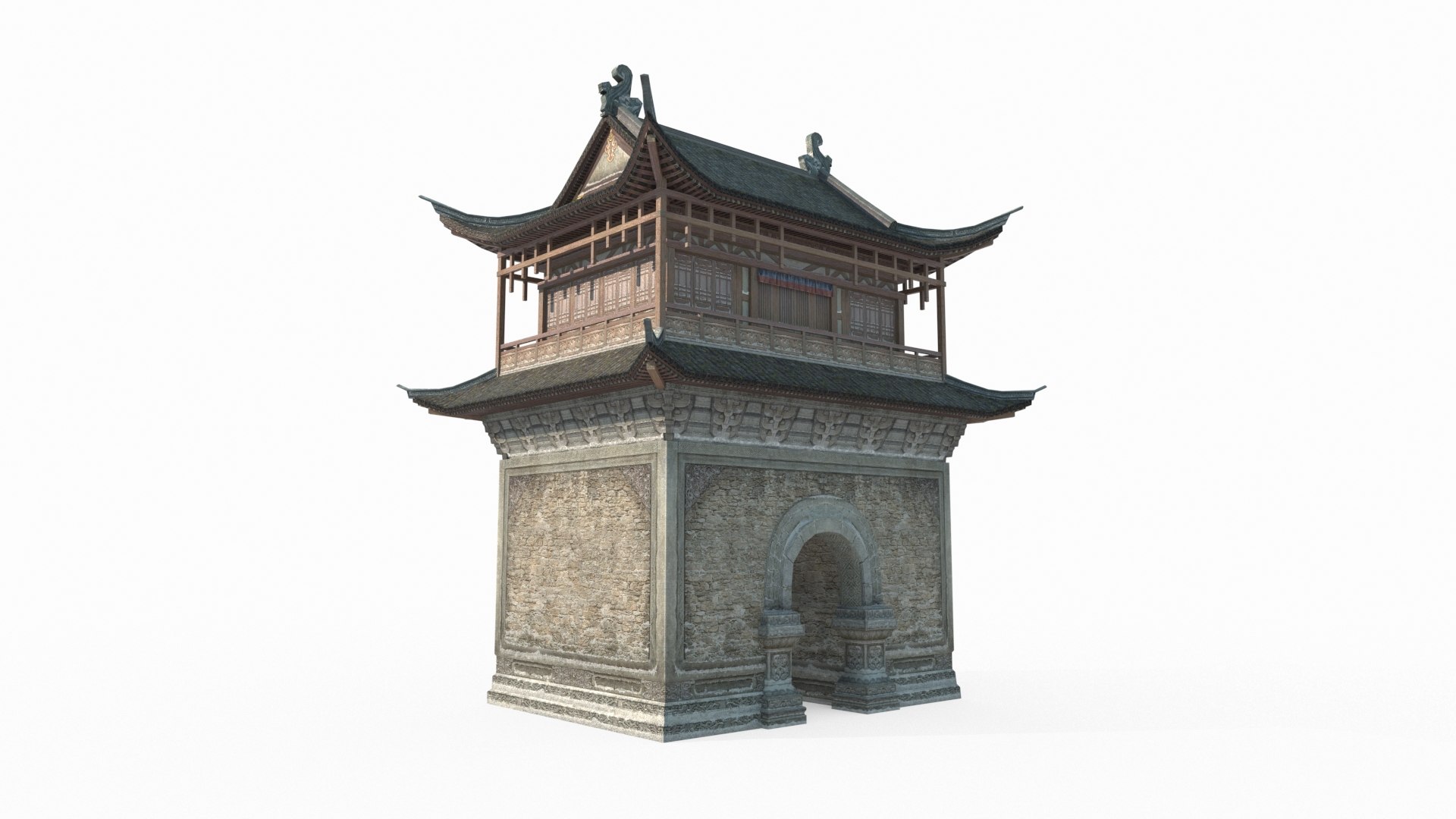3D East Asian Ancient Architecture City Gate Tower Model - TurboSquid ...