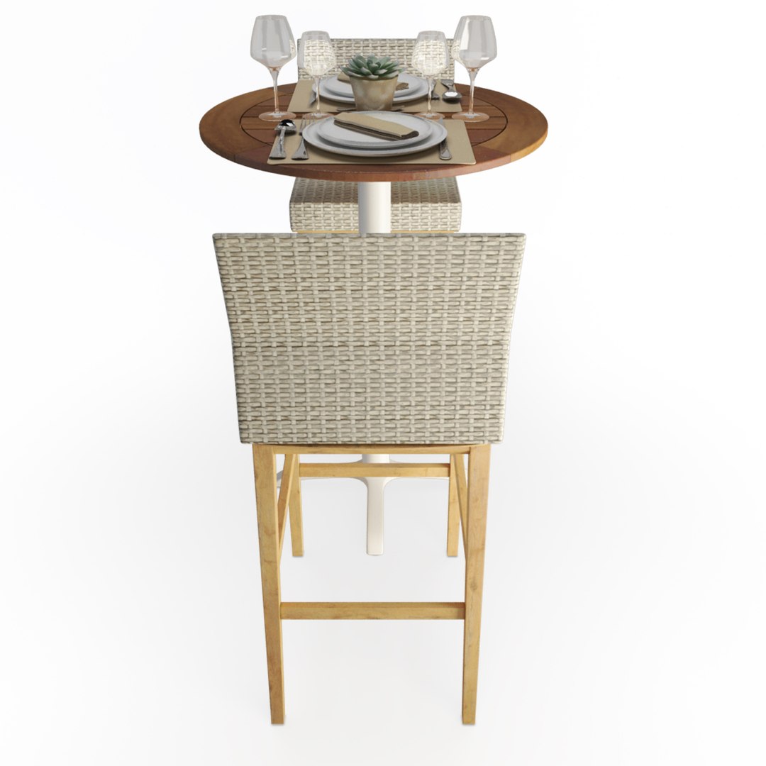 Round High Table And Braided Stool Set 3D Model - TurboSquid 1788575