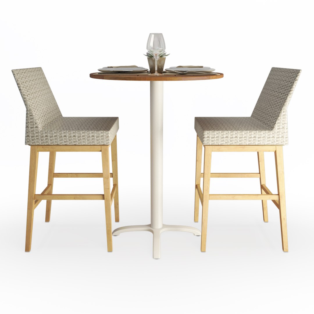 Round High Table And Braided Stool Set 3D Model - TurboSquid 1788575