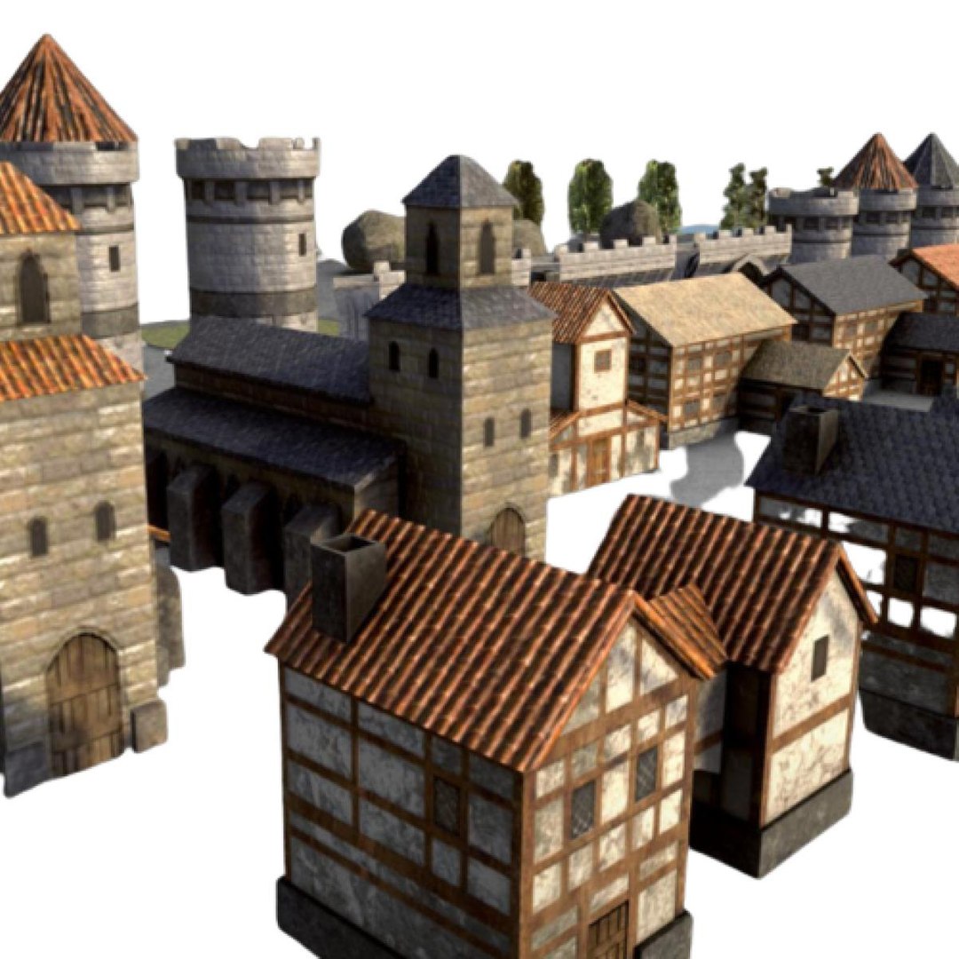 3D Model Medieval City Low-poly - TurboSquid 2029735