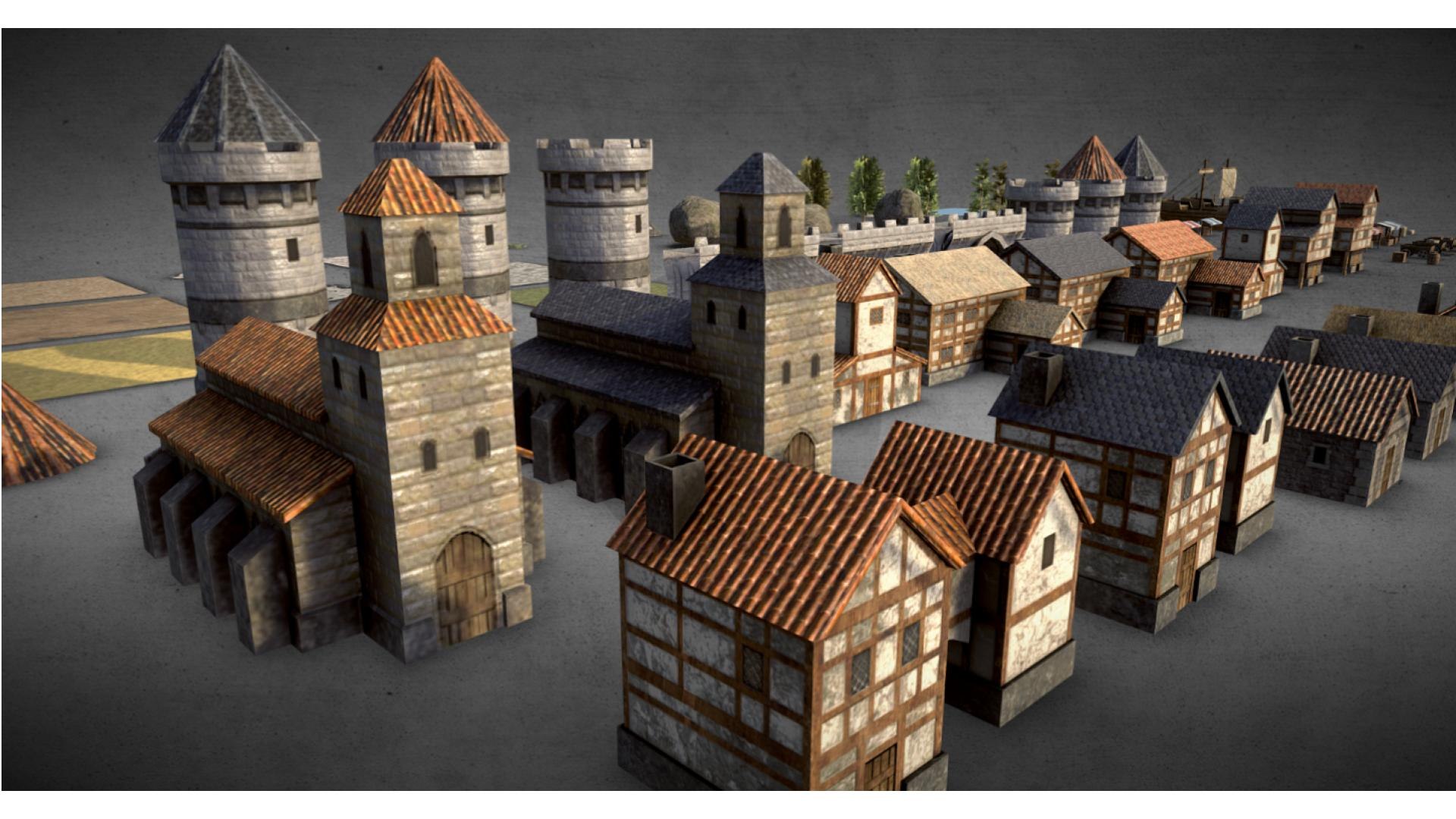3D Model Medieval City Low-poly - TurboSquid 2029735