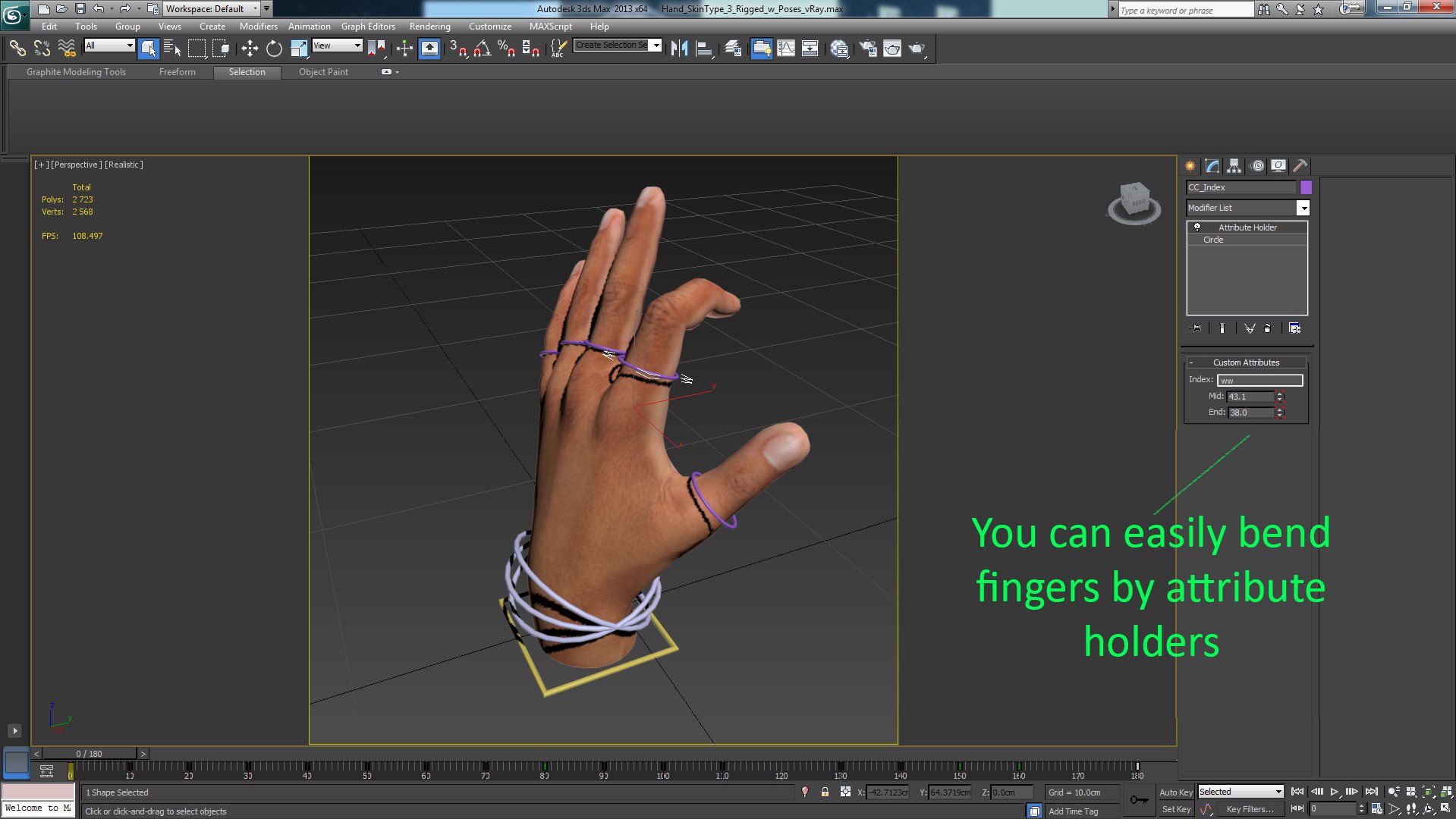 3ds max hand rigged poses skin