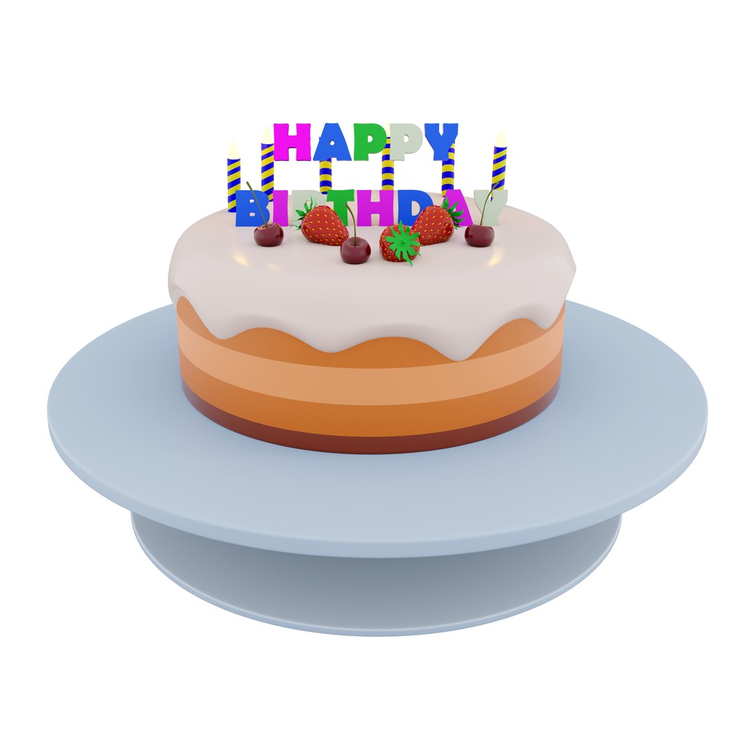 3d Birthday Cake Cartoon Icon 3D Model - TurboSquid 2044228