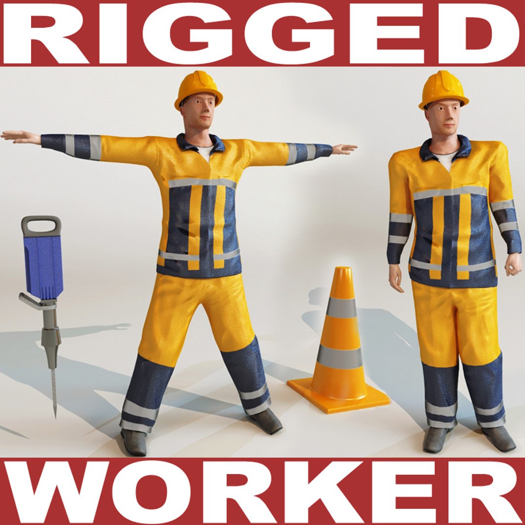 3dsmax worker rigged