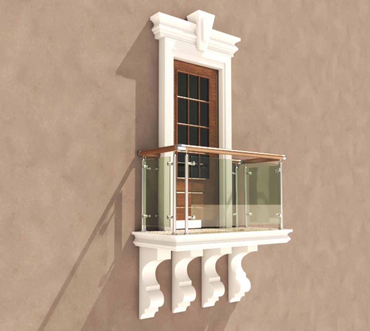 3D Balcony Glass Door - TurboSquid 1761437