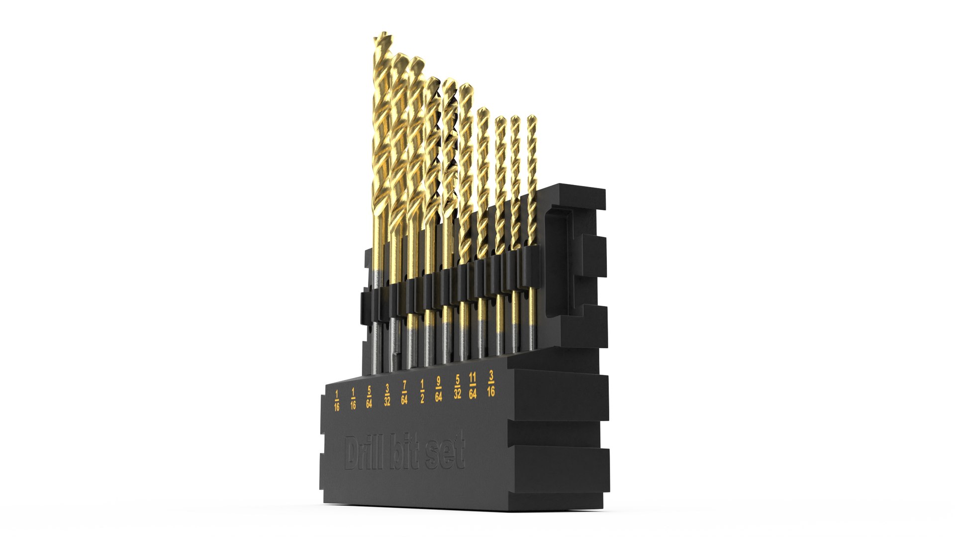 Titanium Nitride Coated Drill Bit Set 3D - TurboSquid 2079644