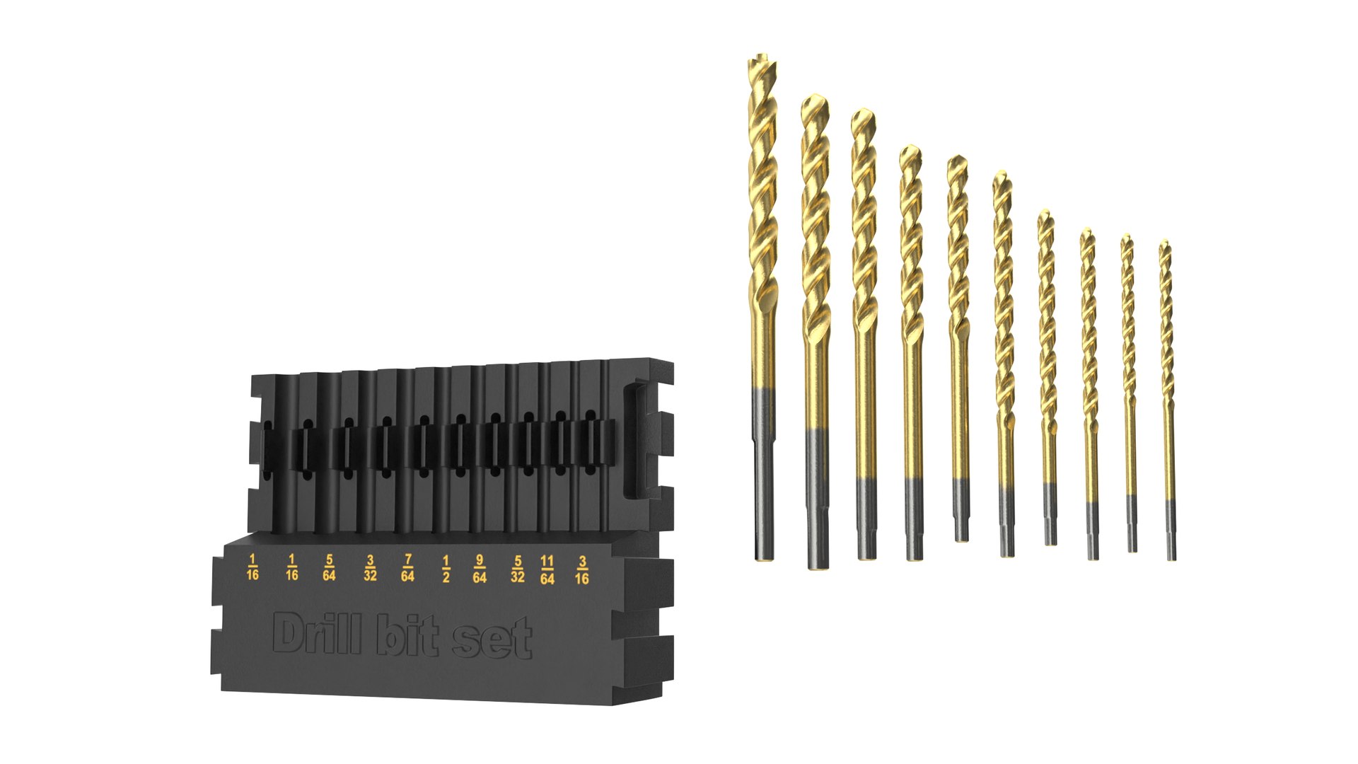 Titanium Nitride Coated Drill Bit Set 3D - TurboSquid 2079644