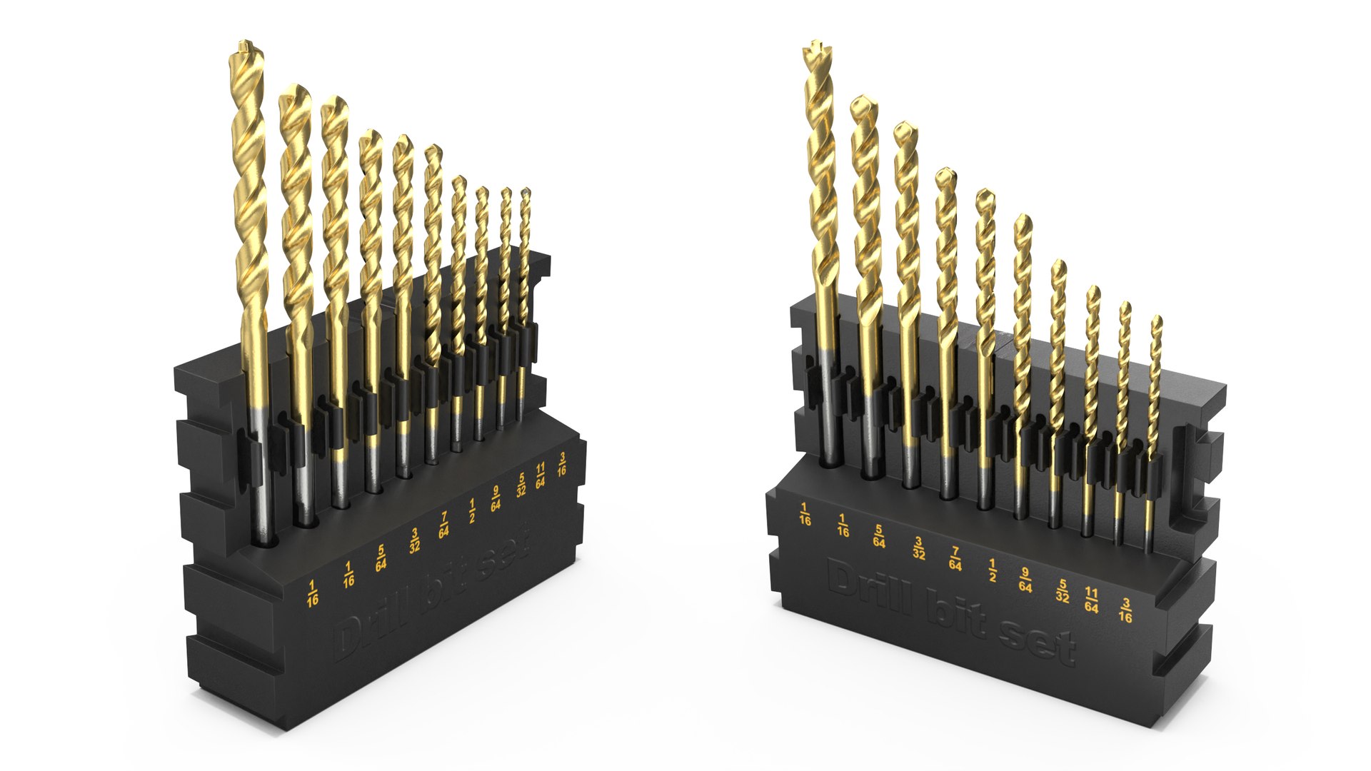 Titanium Nitride Coated Drill Bit Set 3D - TurboSquid 2079644