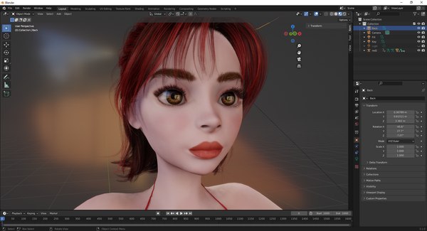 3D модель Prestige Red hair stylized cartoon Female 3D Model Naked ...
