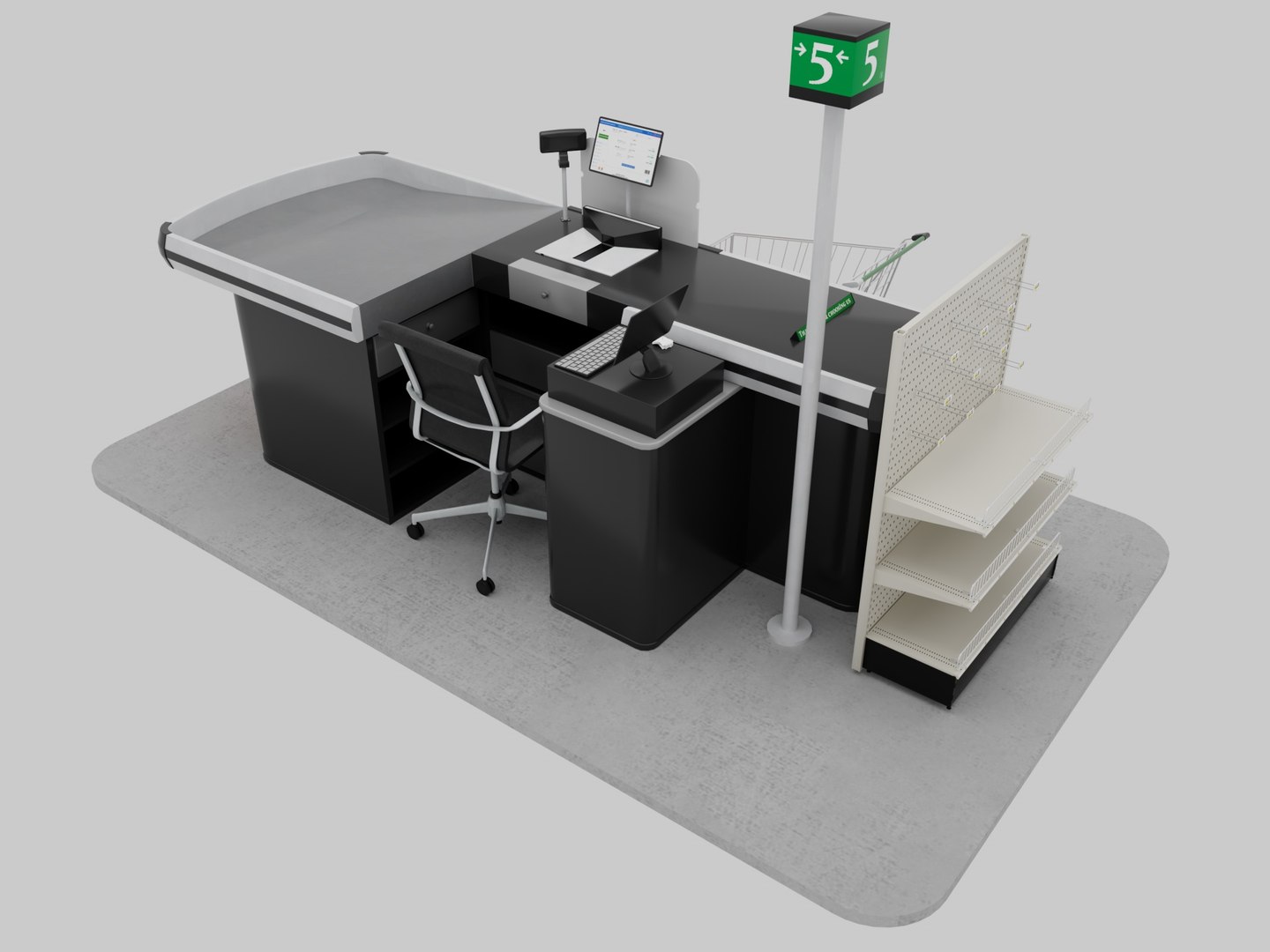 3D Model Supermarket Checkout Counter Cashier - TurboSquid 2403678