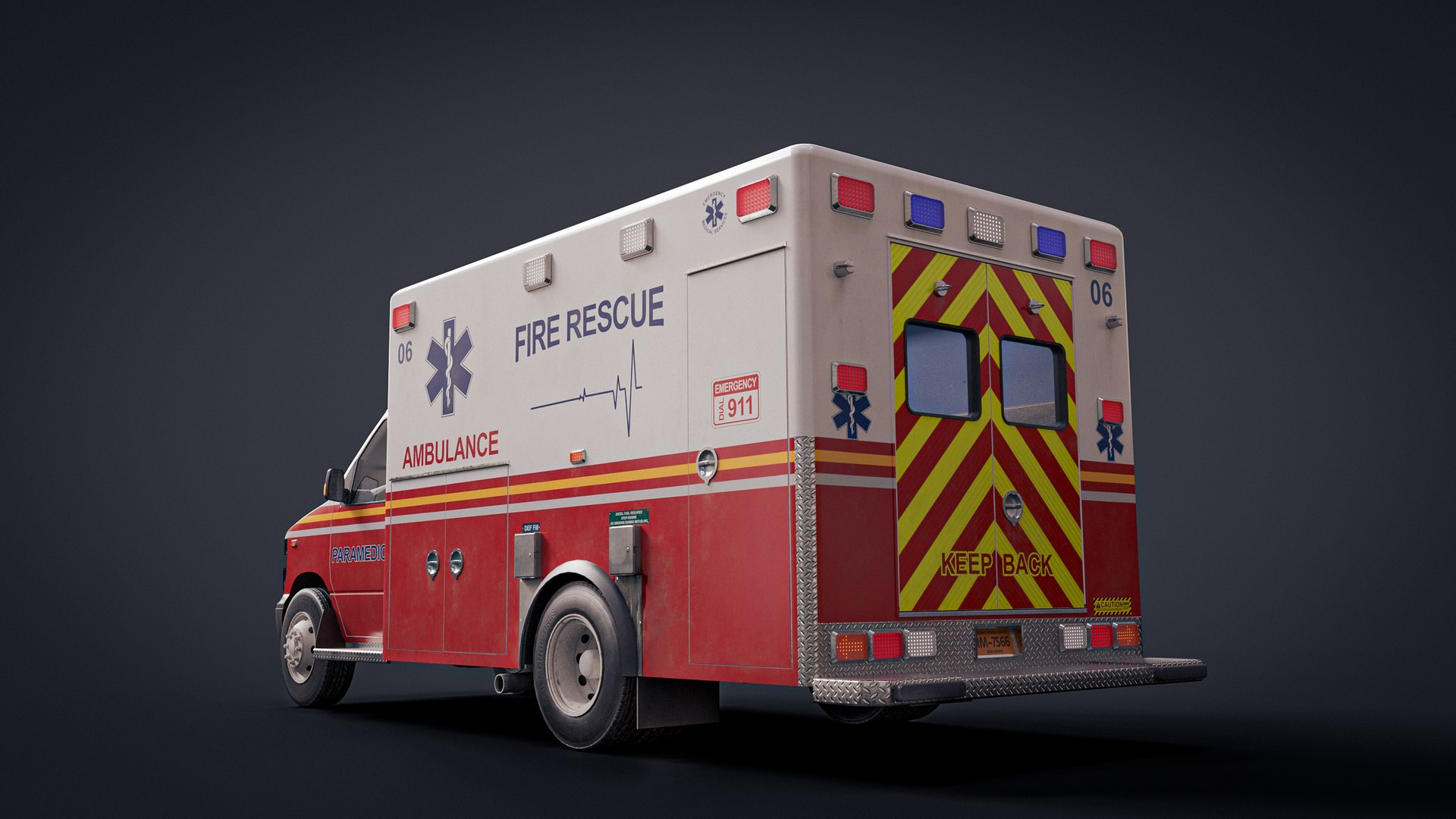 Ambulance 3D Model With Interior For Games Cinematics 3D Model ...