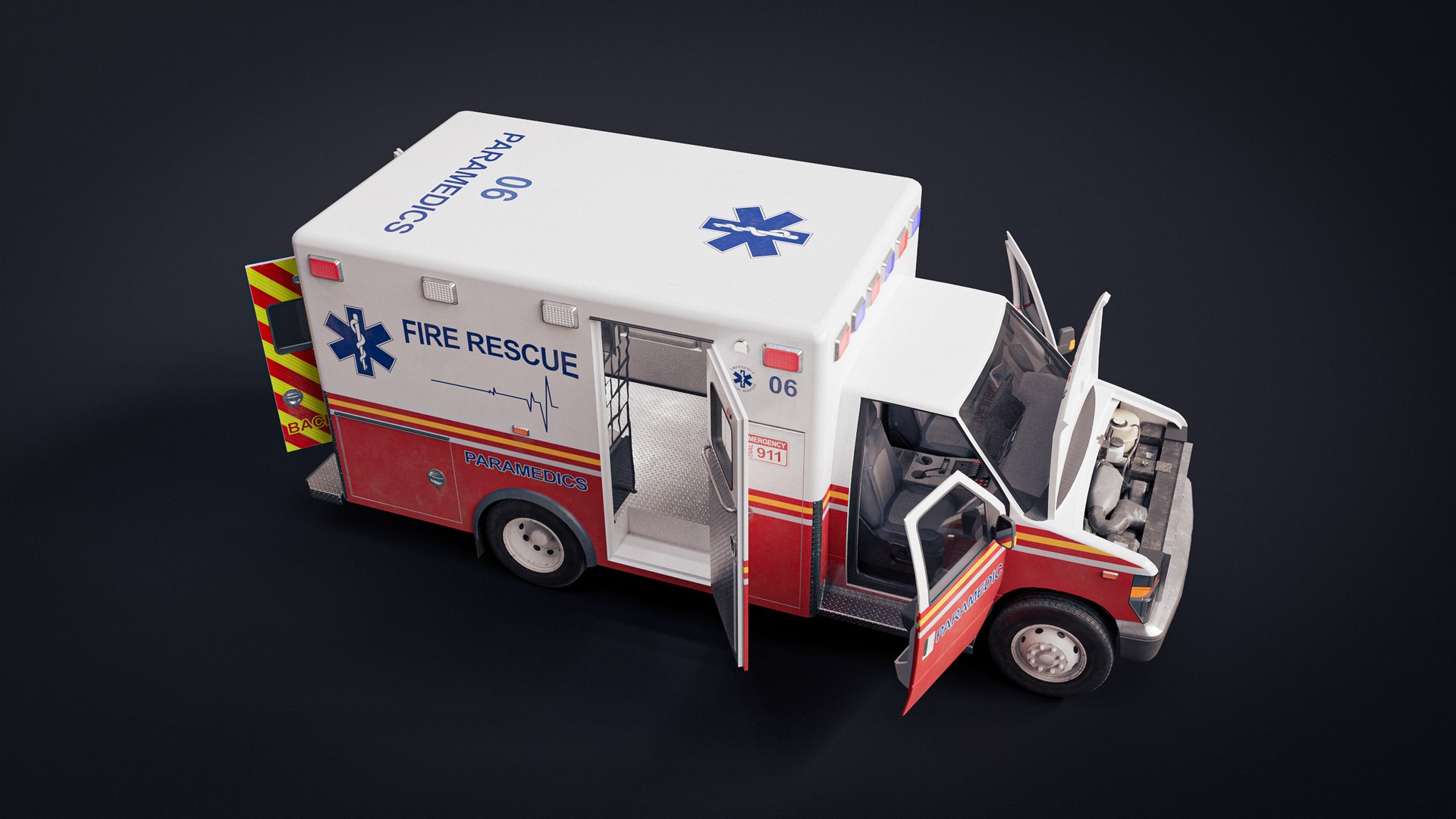 3D model Ambulance with Interior For Games Cinematics - TurboSquid 2122078