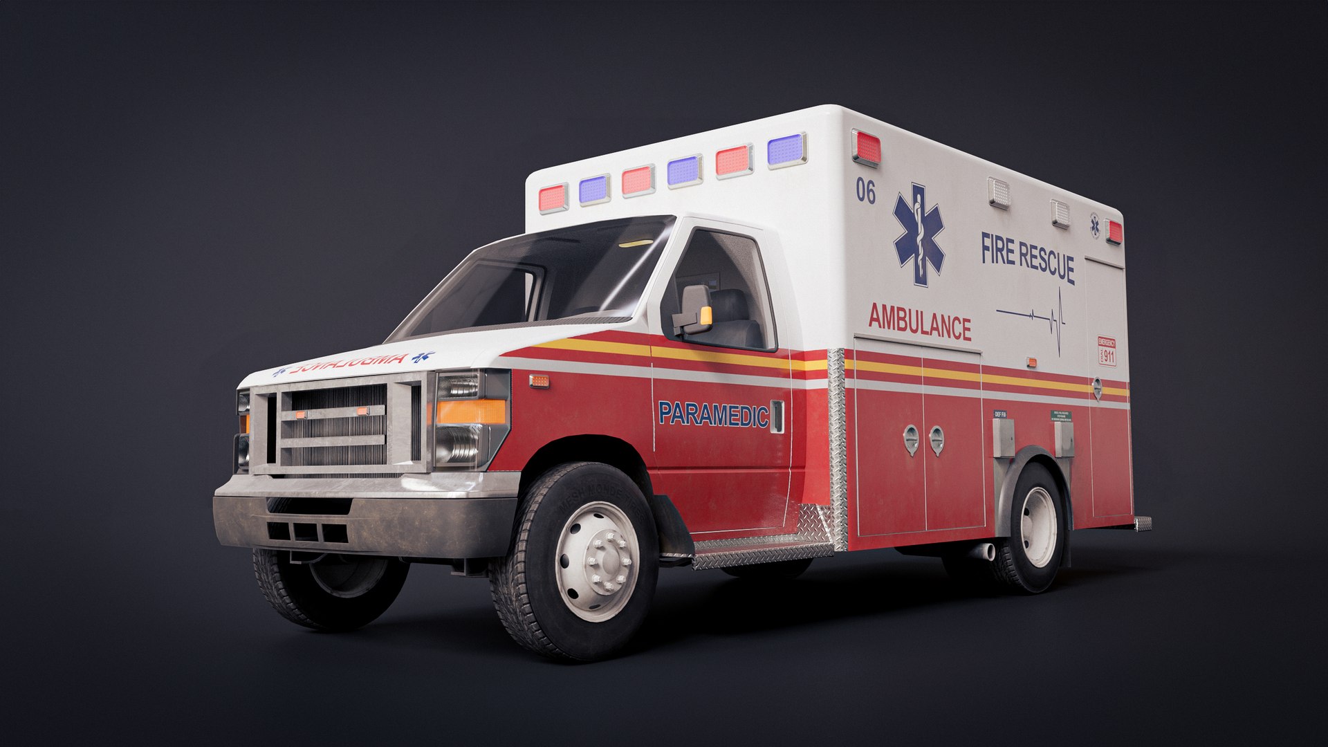 Ambulance 3D Model With Interior For Games Cinematics 3D Model ...