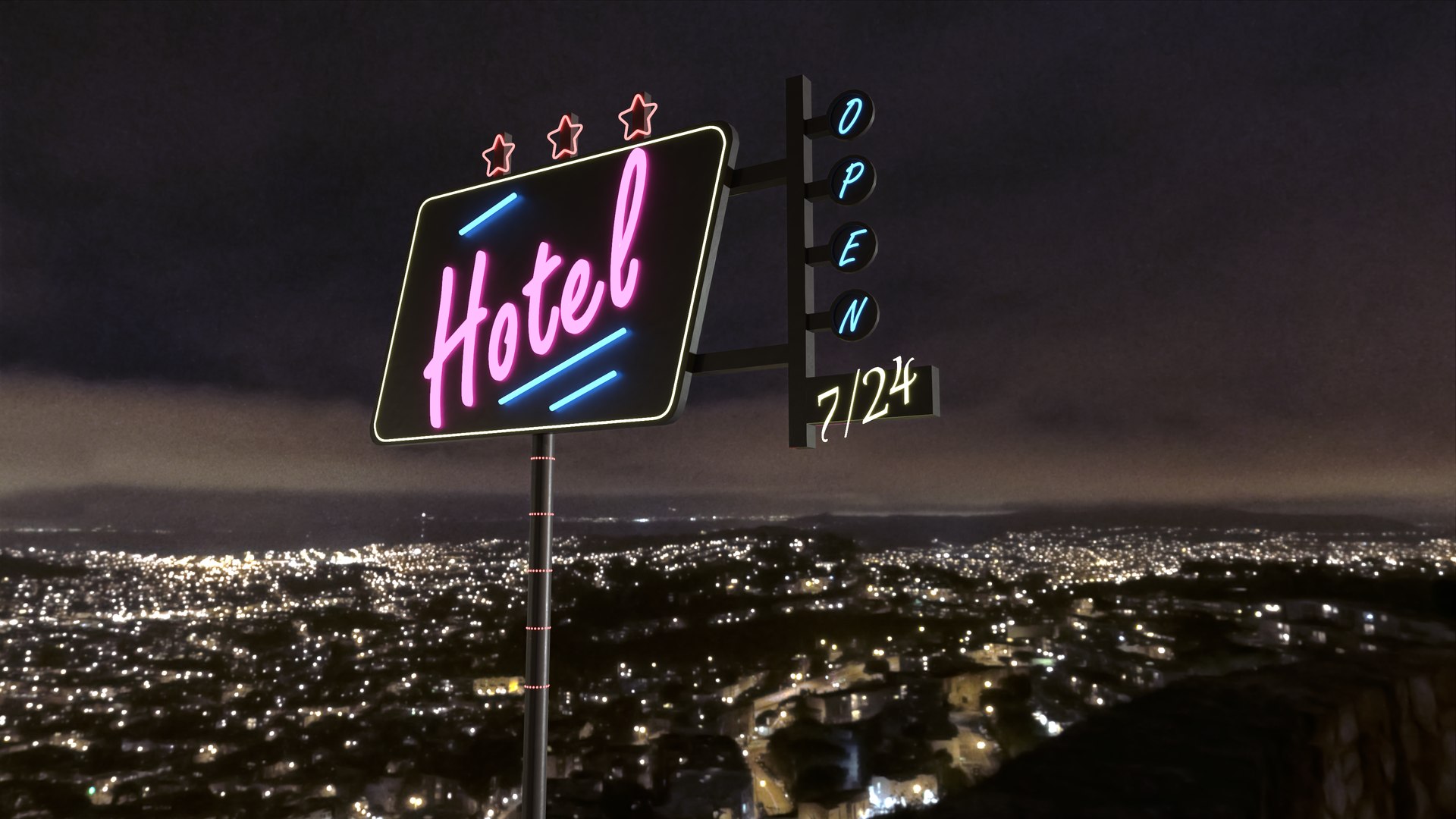 Neon Hotel Sign 3D - TurboSquid 2004717