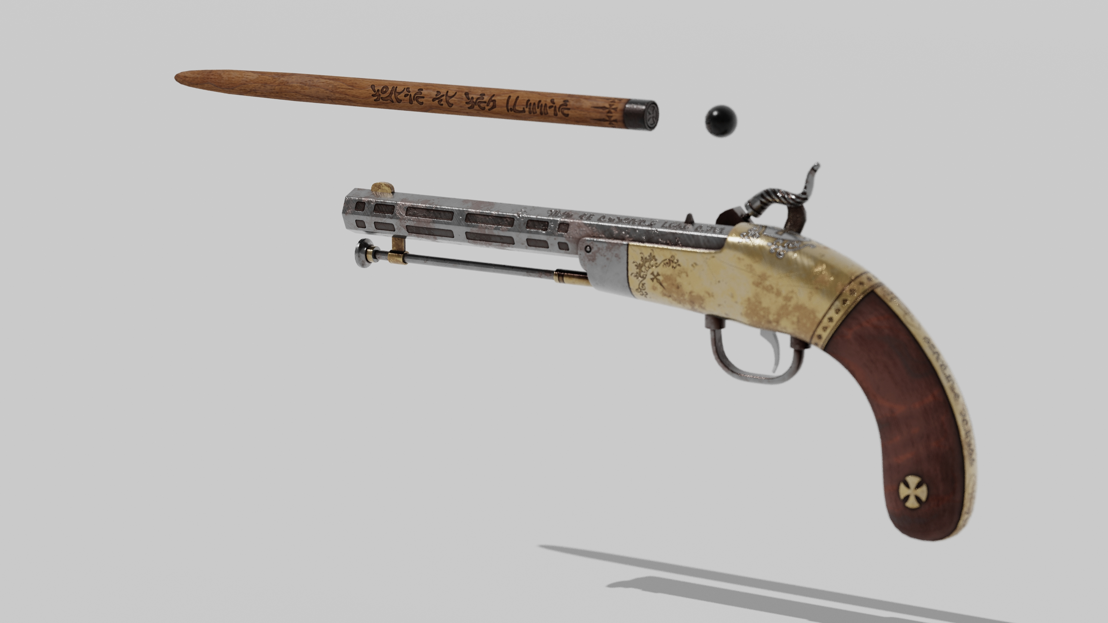 3D model OB 00 03 vampire hunter auxiliary pistol with grappling hook ...