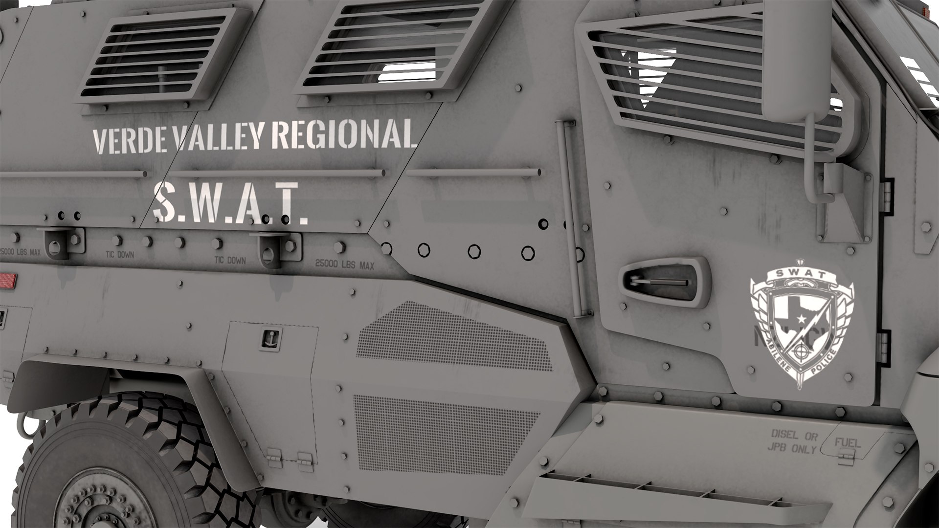 3D Model SWAT Armored Vehicle Grey With Officers - TurboSquid 2285007