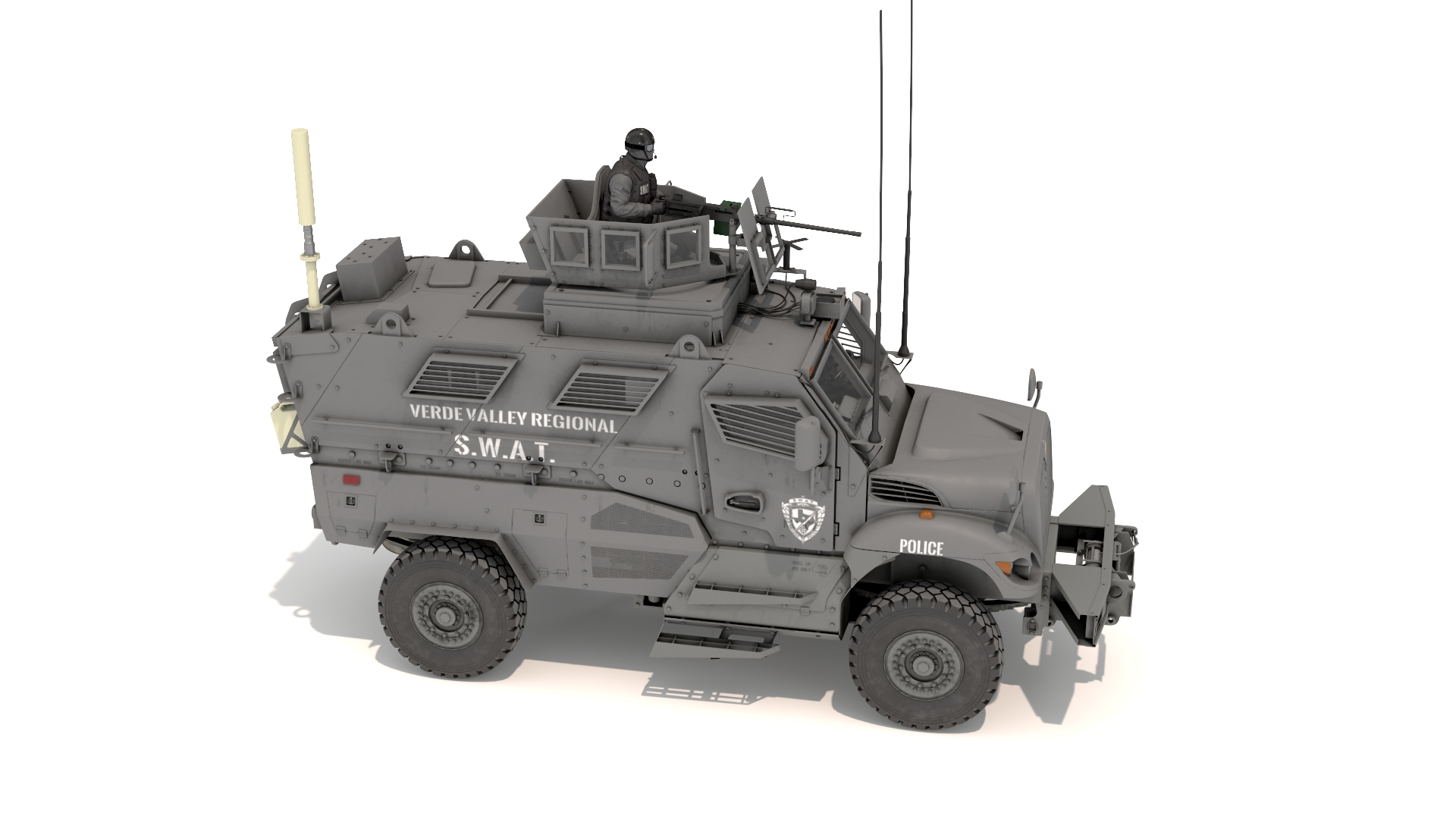 3D Model SWAT Armored Vehicle Grey With Officers - TurboSquid 2285007