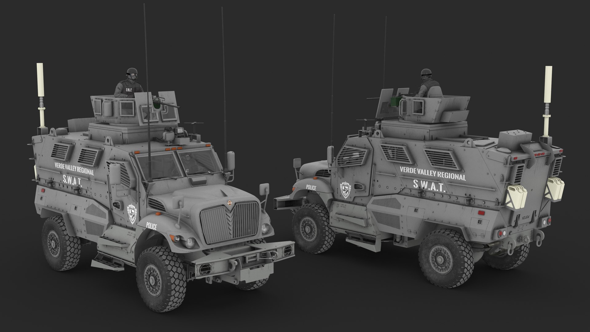 3D Model SWAT Armored Vehicle Grey With Officers - TurboSquid 2285007