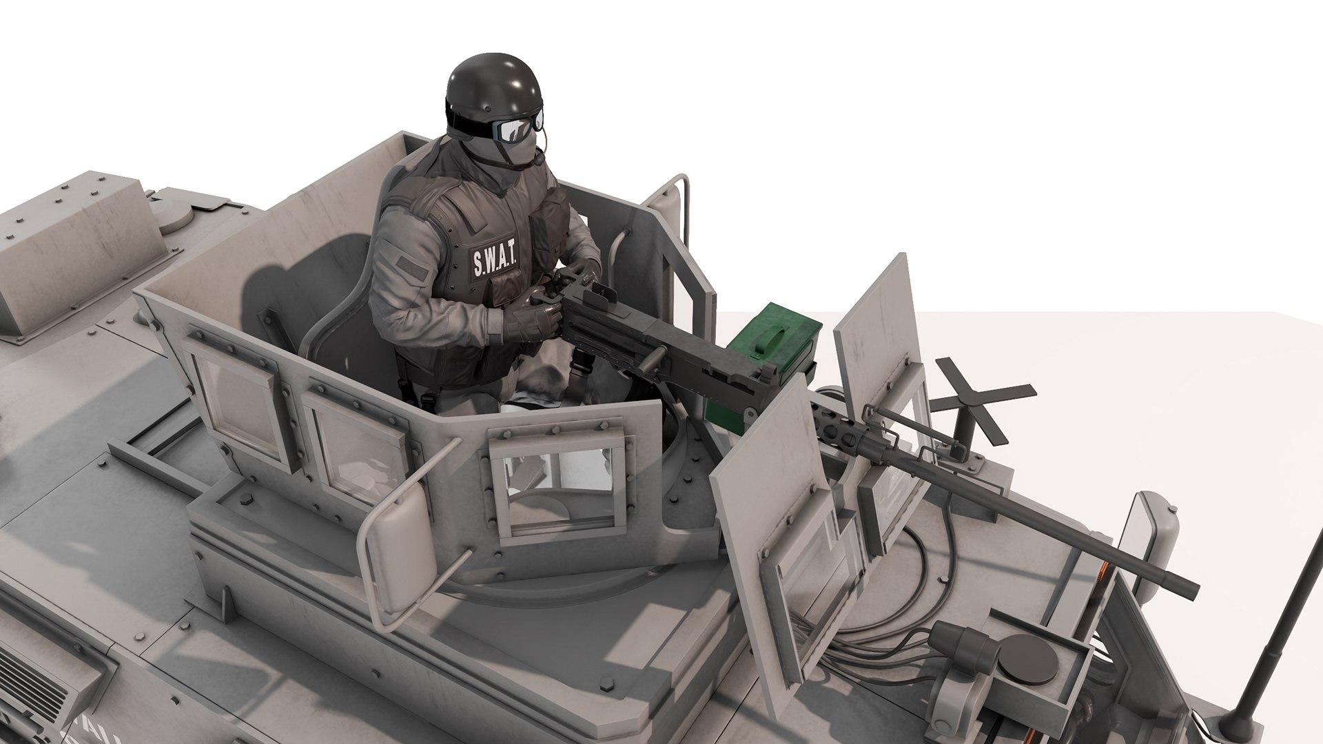 3D Model SWAT Armored Vehicle Grey With Officers - TurboSquid 2285007