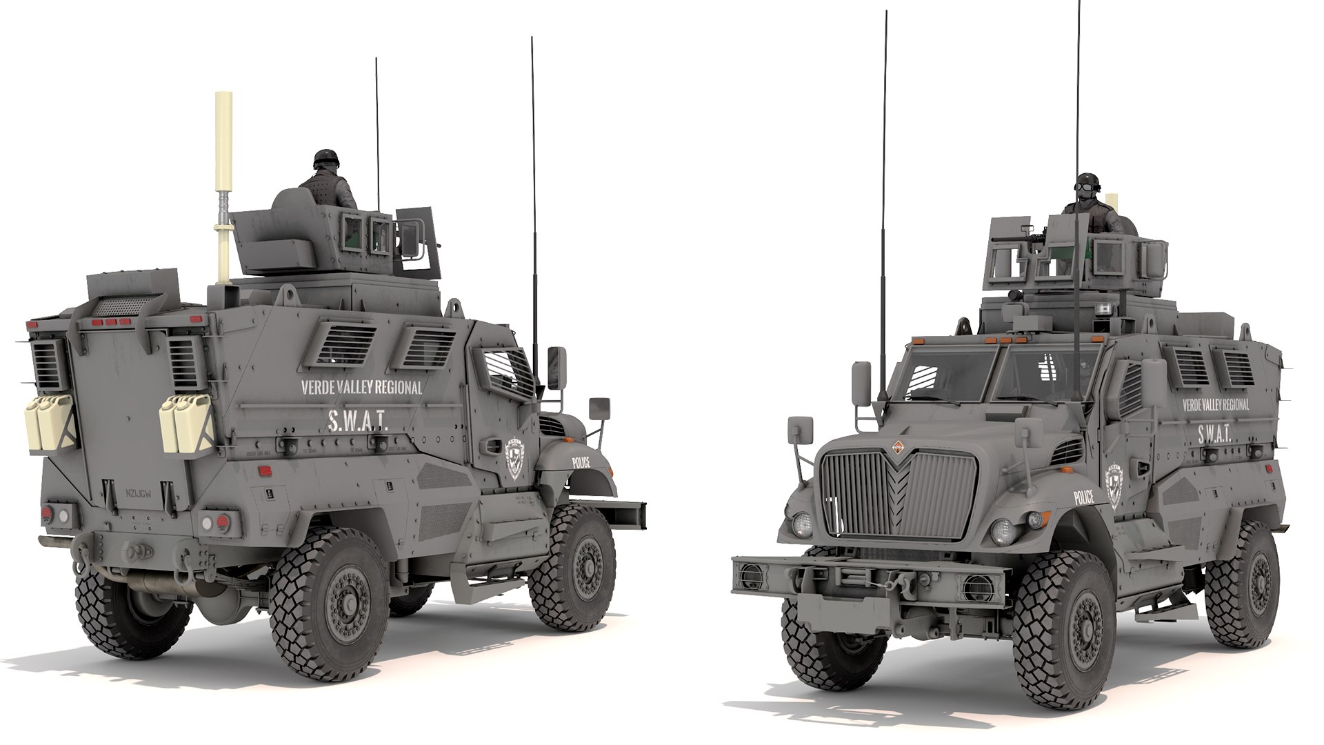 3D Model SWAT Armored Vehicle Grey With Officers - TurboSquid 2285007