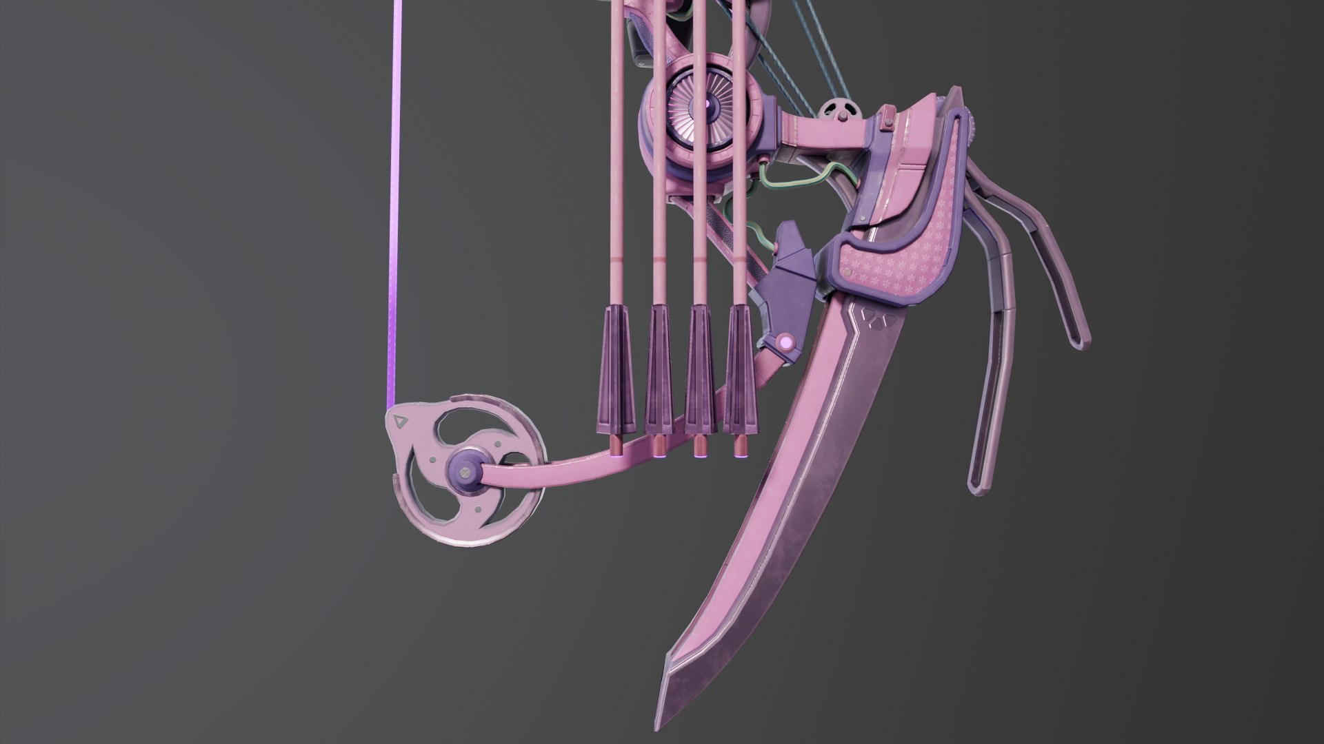 3D Pink Sci-Fi Compound Bow Model - TurboSquid 2231855