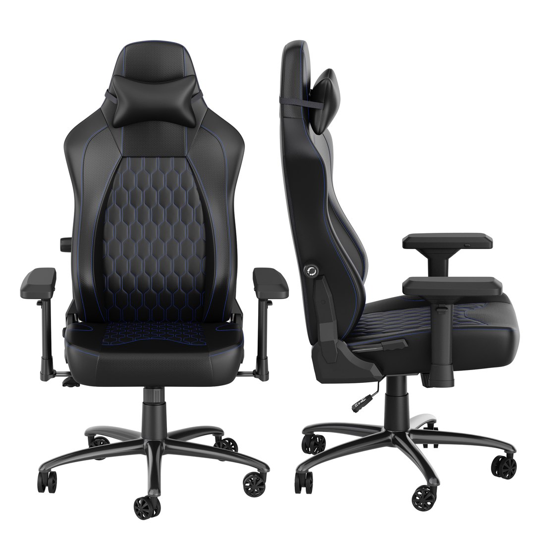 3D Ergonomic High Back Gaming Chair With Armrests Headrest Pillow And ...