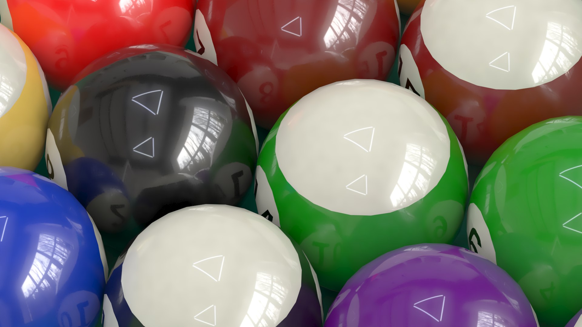 3D 15 Billiards Balls Aligned With A White Aramith Cue Ball With 6 Red ...