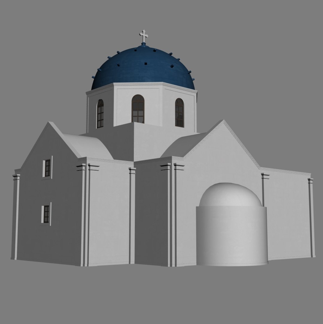 3D Model Greek Church - TurboSquid 1547895
