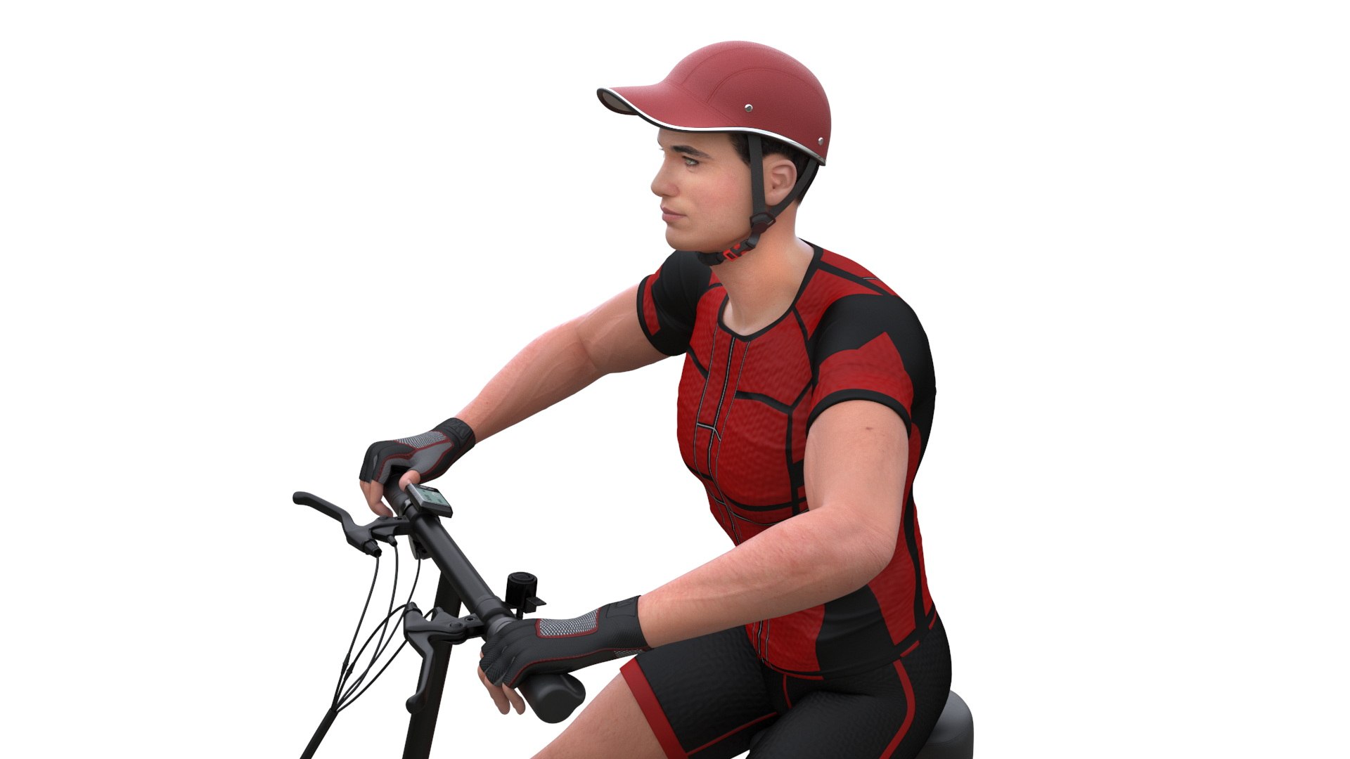 3D Cyclist Character In Red Safety Helmet Model - TurboSquid 2287209