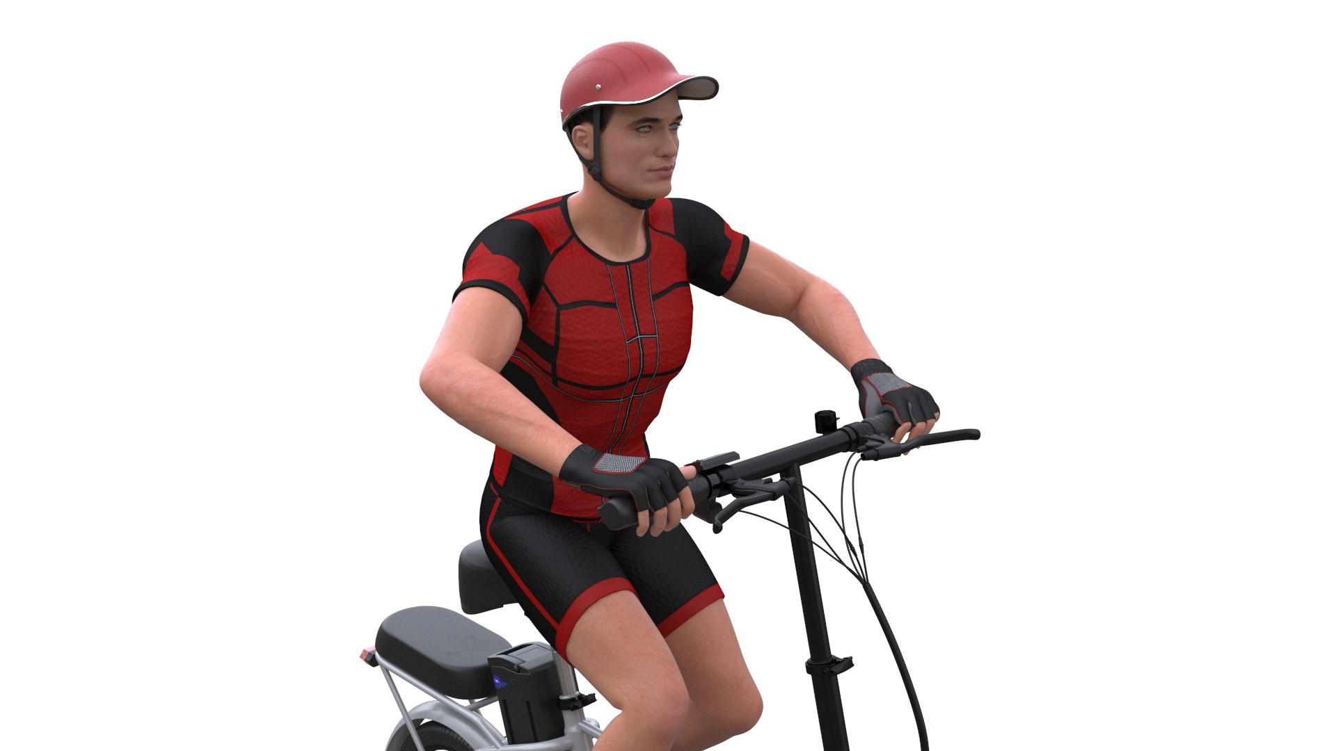 3D Cyclist Character In Red Safety Helmet Model - TurboSquid 2287209