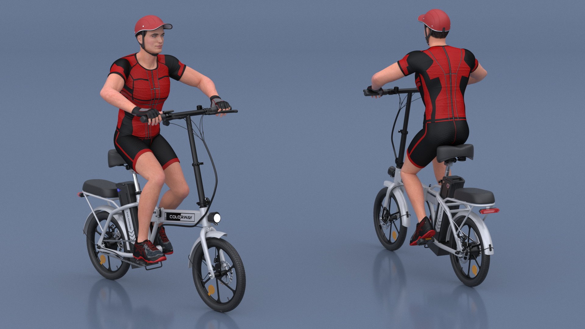 3D Cyclist Character In Red Safety Helmet Model - TurboSquid 2287209