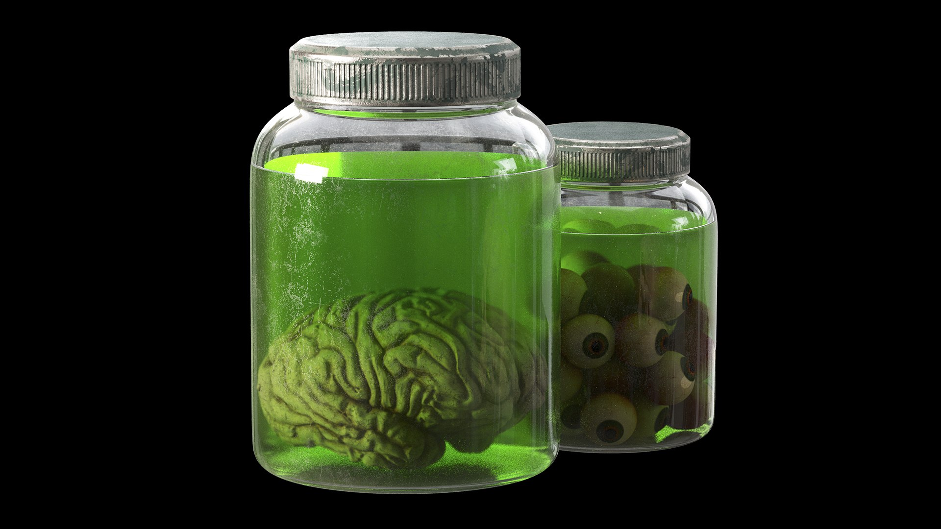 3D Model Creepy Specimen Jars Brain And Eyeballs - TurboSquid 2469641