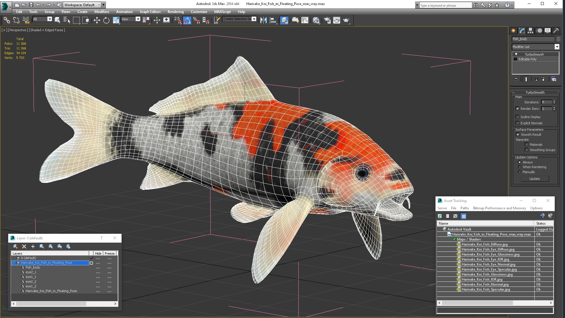 Harivake Koi Fish in Floating Pose 3D model - TurboSquid 2141469