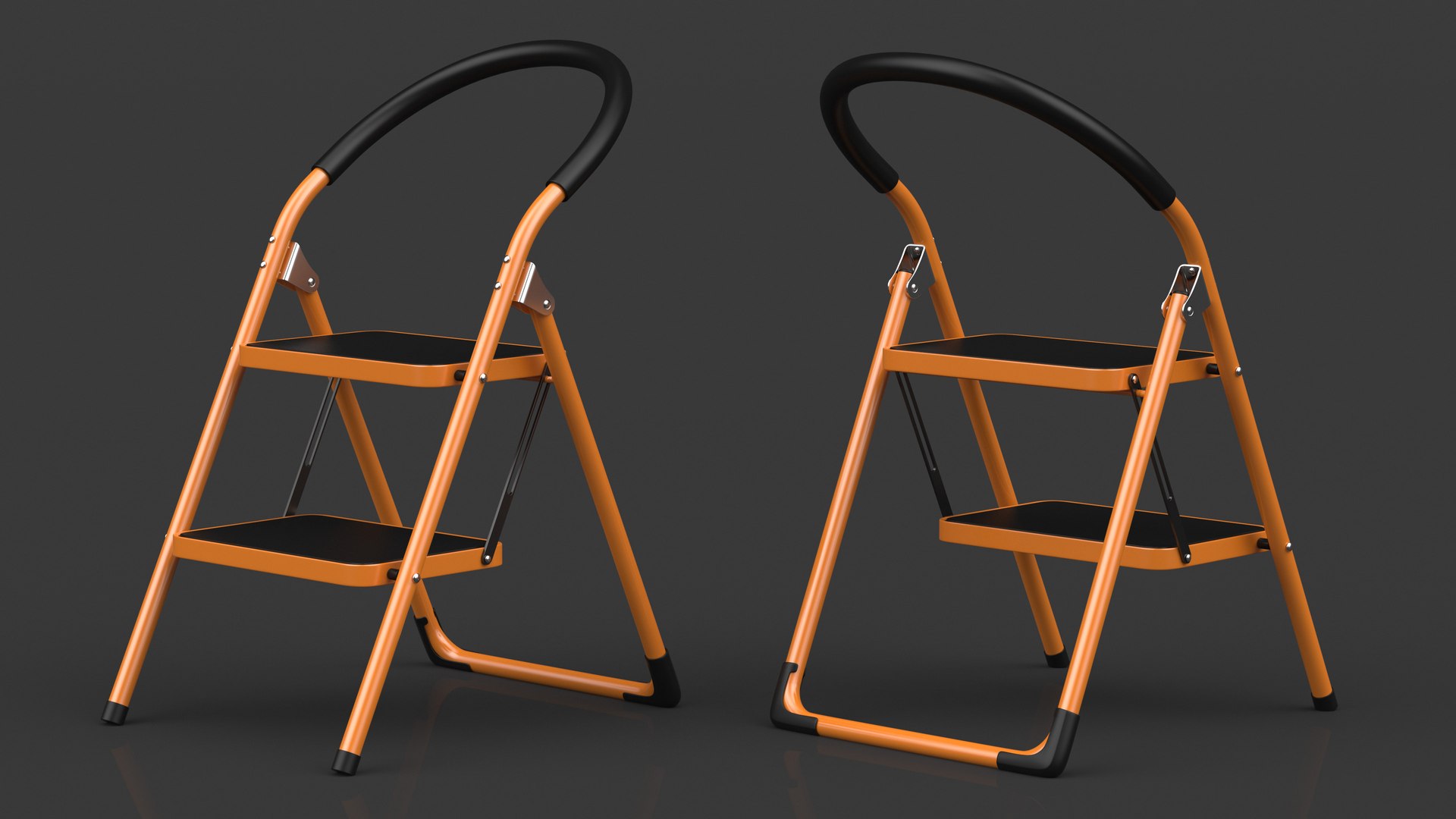 Portable Anti Slip 2 Step Orange Ladder Folding Step Stool Model ...