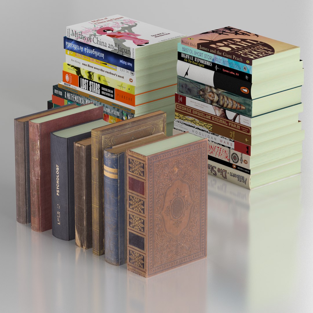 3d Model Blender 7 Old Books