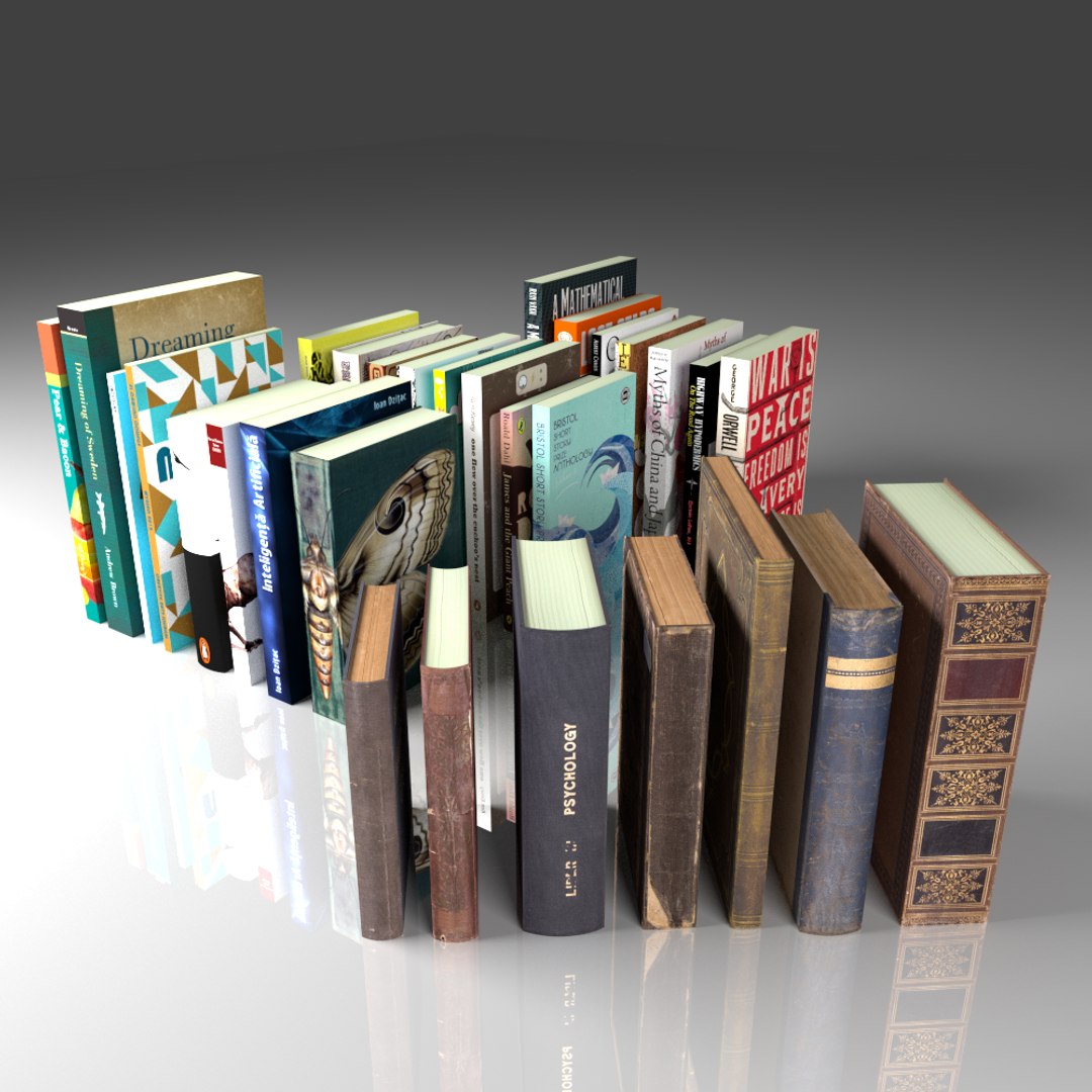 3d Model Blender 7 Old Books