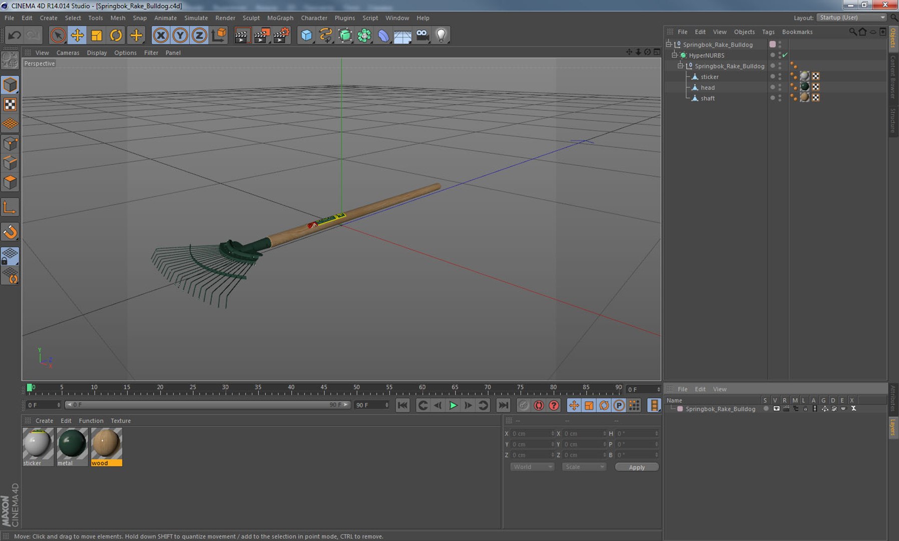 3D Springbok Rake Bulldog Gardening Model - TurboSquid 1330124