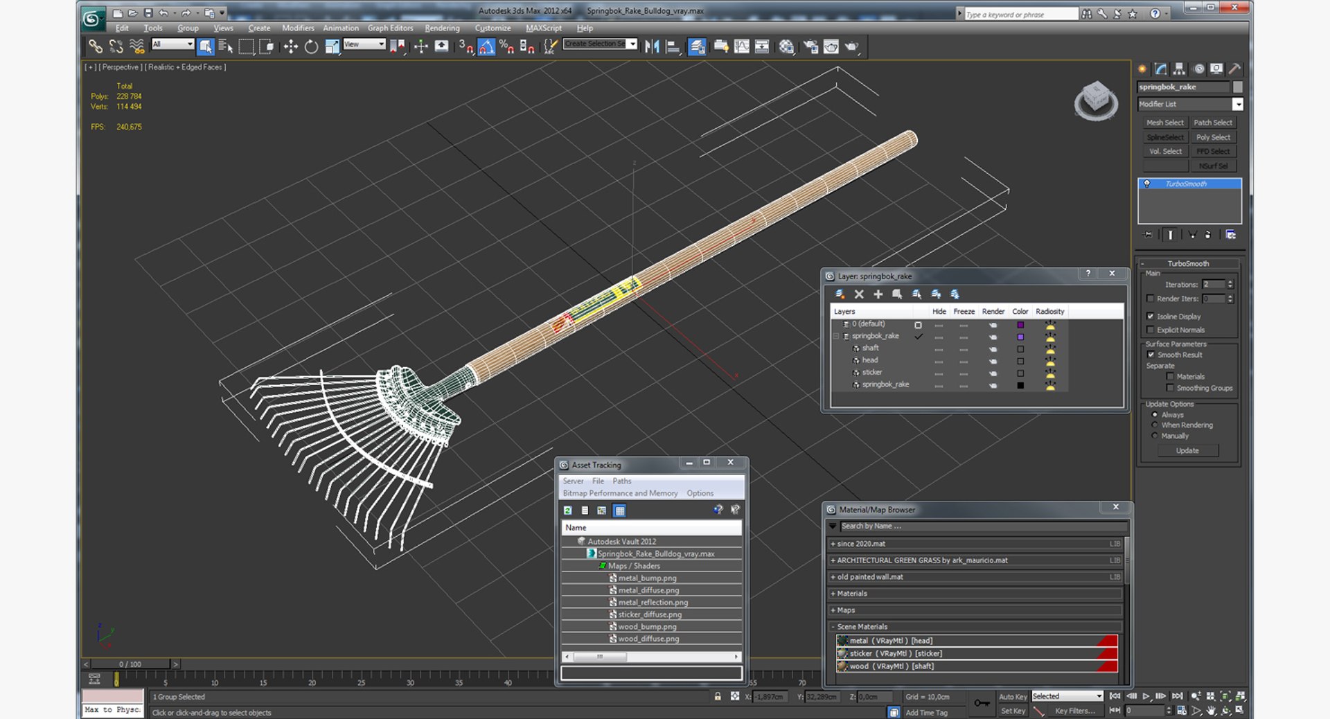 3D Springbok Rake Bulldog Gardening Model - TurboSquid 1330124