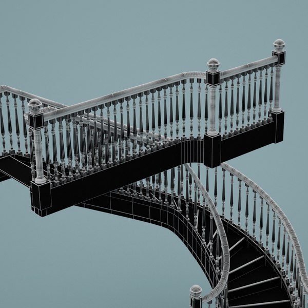 3d wooden staircase stair model