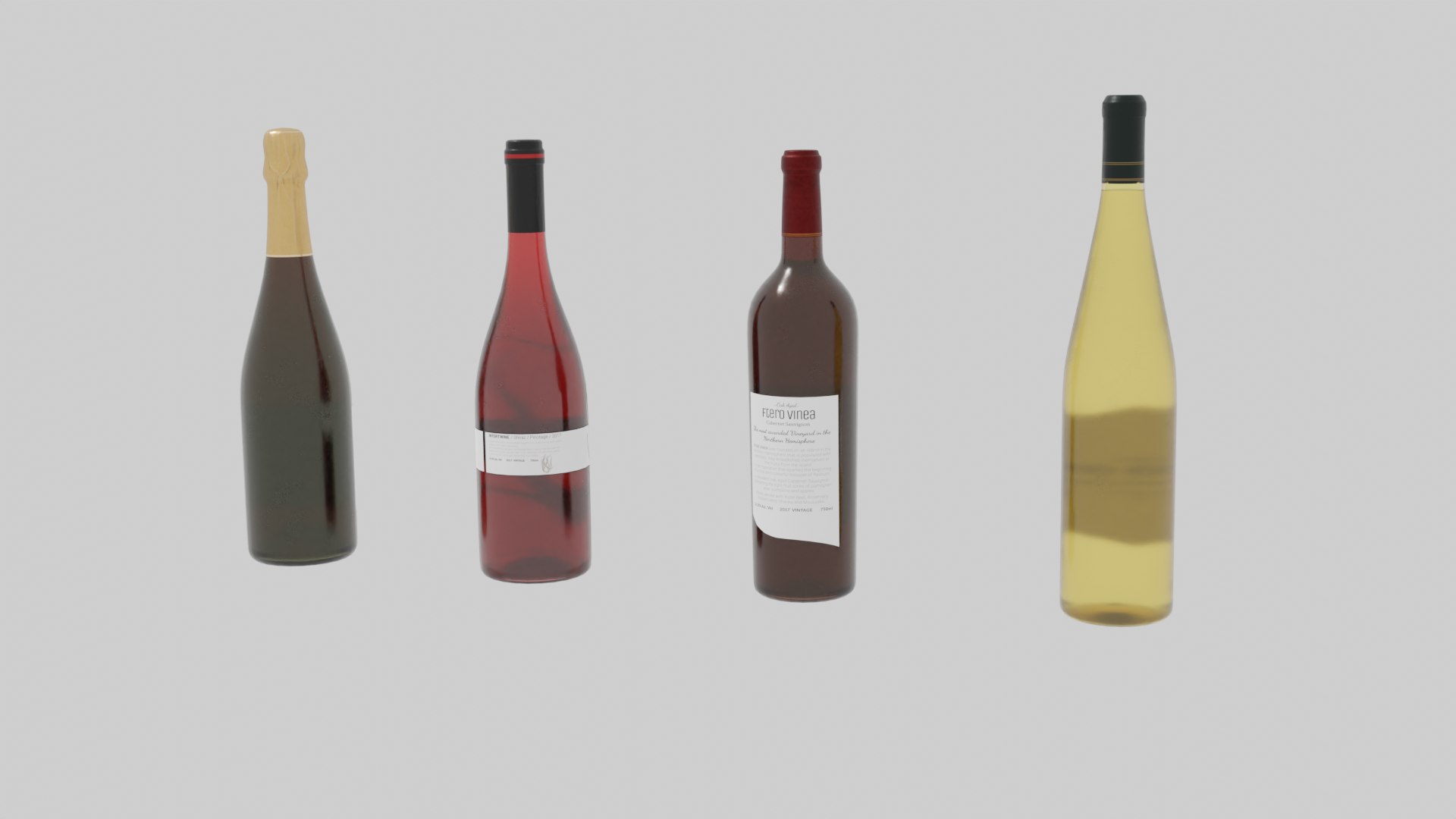 Bottles Of Wine 3D Model - TurboSquid 2143437