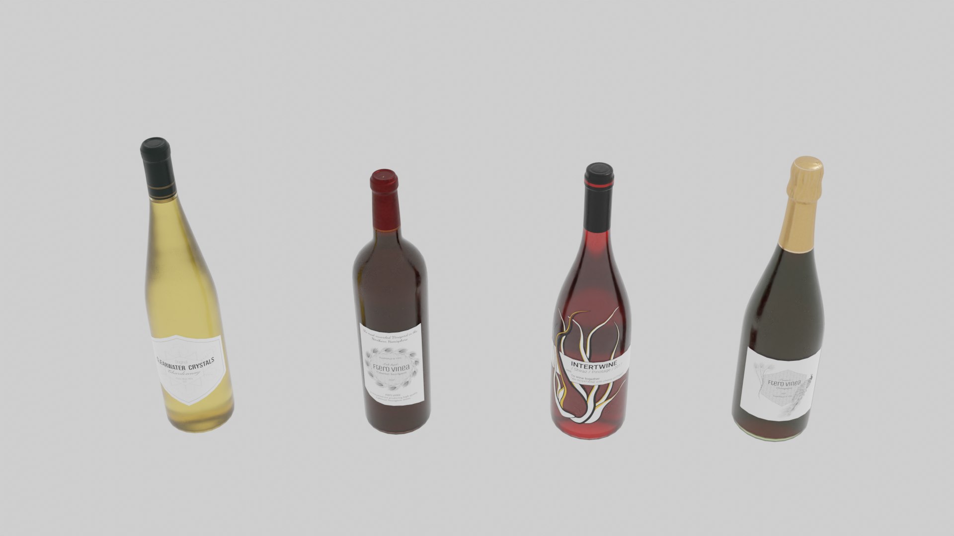 Bottles Of Wine 3D Model - TurboSquid 2143437