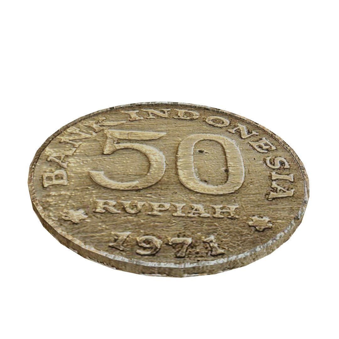 3D Model Indonesian 50 Rupiah Coin 1971 Antique Currency With Intricate Details - TurboSquid 2348969