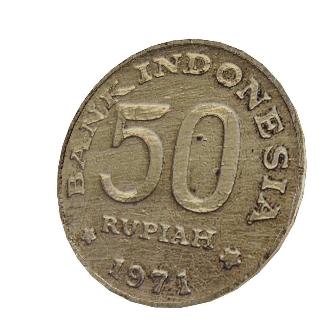 3D Model Indonesian 50 Rupiah Coin 1971 Antique Currency With Intricate ...