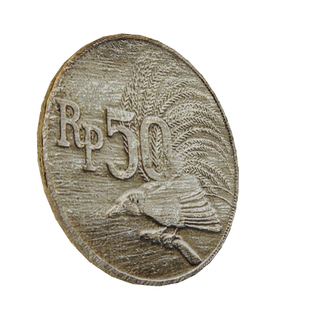 3D Model Indonesian 50 Rupiah Coin 1971 Antique Currency With Intricate ...