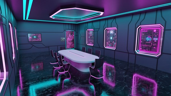 modelo 3d Sala de reuniones de ciencia ficción futurista en realidad virtual - TurboSquid 2305996