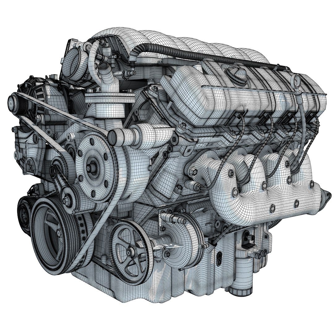 3d 2014 Chevrolet Silverado V8 Engine Model