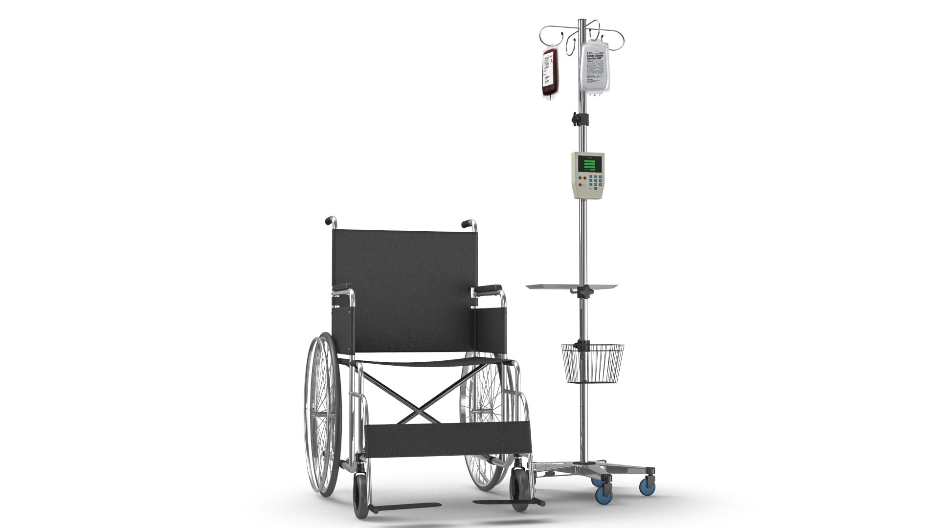 Wheel Chair Iv Stand 3D Model - TurboSquid 1485184